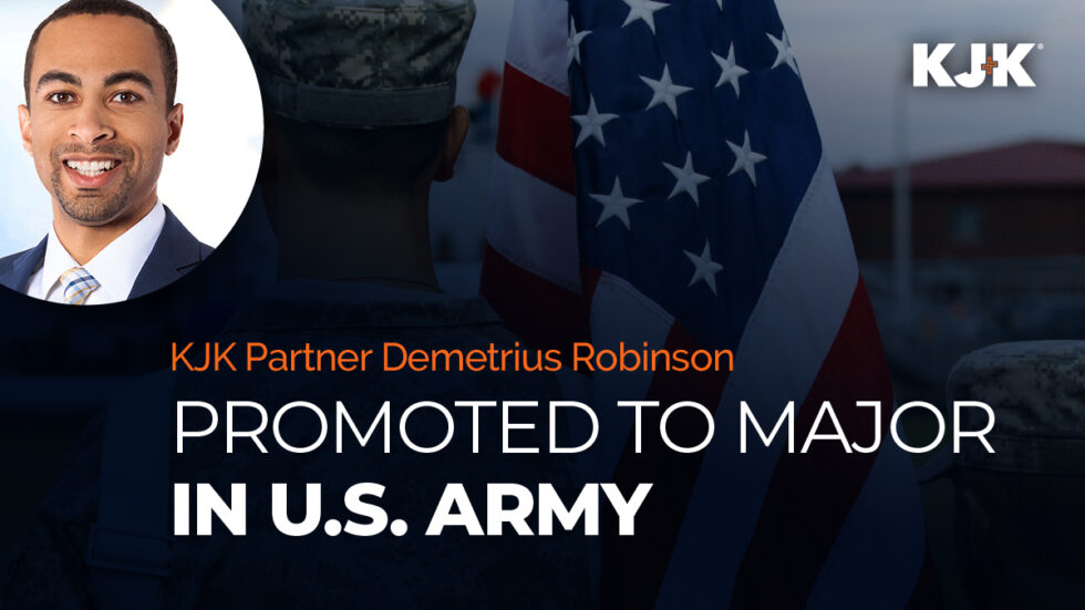 KJK Partner Demetrius Robinson Promoted to Major in U.S. Army - KJK | Kohrman Jackson Krantz